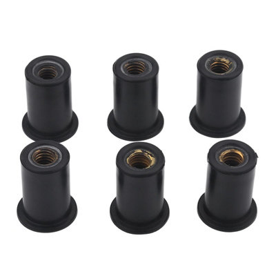 6pc M6 Durable Rubber Well Nuts Windshield Bolts for Motorcycles Kayak ...