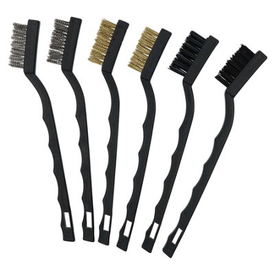 6pc Mini Wire hand Cleaning Rust Removal Brush Set Brass Nylon and ...