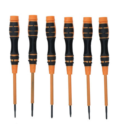 6pc Precision Screwdriver Set Slotted Phillips 2 - 3mm PH00 - PH1 ...