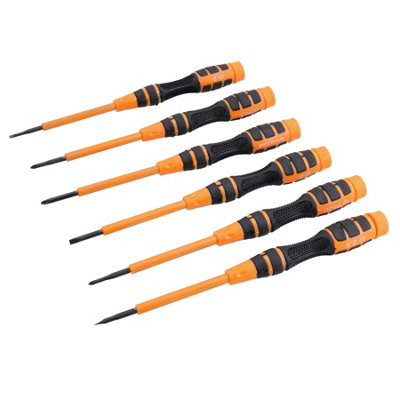 6pc Precision Screwdriver Set Slotted Phillips 2 - 3mm PH00 - PH1 ...