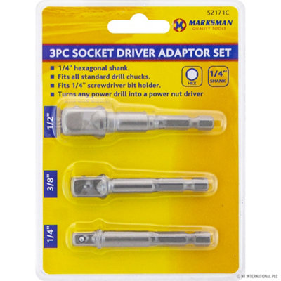 6PC SOCKET DRIVER ADAPTOR SET POWER TOOL ACCESSORY DRILL CHUCK ...