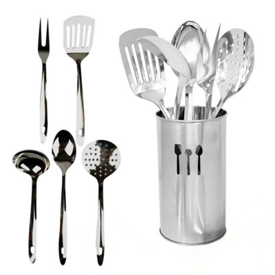 6pc Stainless Steel Kitchen Cooking Tool Utensil Set Spoon Fork Ladle ...