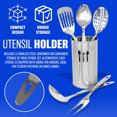 6pc Stainless Steel Kitchen Cooking Tool Utensil Set Spoon Fork Ladle ...