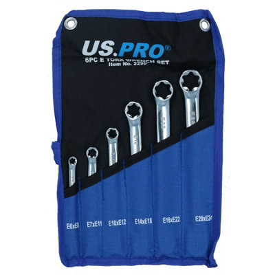 6pc Torx E Spanner Wrench Star Double Ended Box E6 - E24 12 Sizes Set