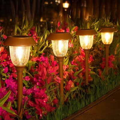 6Pcs 46cm H Solar-Powered Decorative Pathway Lights Illuminate Your ...