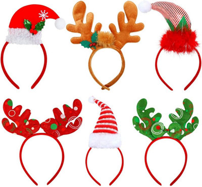 6Pcs Christmas Elves Headbands, Reindeer Antlers Headbands Santa ...