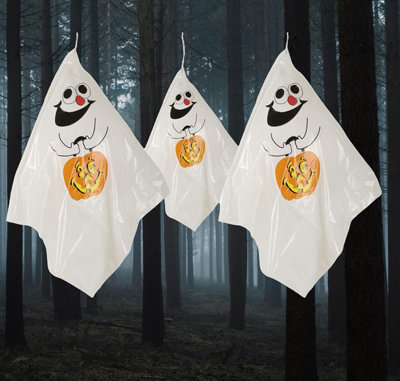6Pcs Halloween White Ghost Hanging Spook Indoor/Outdoor Horror Theme ...