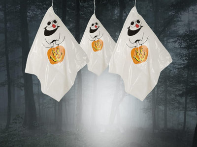 6Pcs Halloween White Ghost Hanging Spook Indoor/Outdoor Horror Theme ...