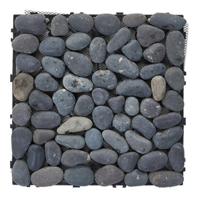 6Pcs Nature Pebble Stone Interlocking Deck Tiles Set Square Deck Tiles