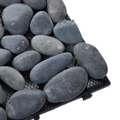 6Pcs Nature Pebble Stone Interlocking Deck Tiles Set Square Deck Tiles