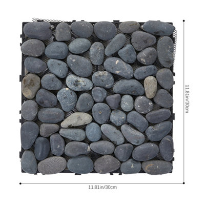 6Pcs Nature Pebble Stone Interlocking Deck Tiles Set Square Deck Tiles