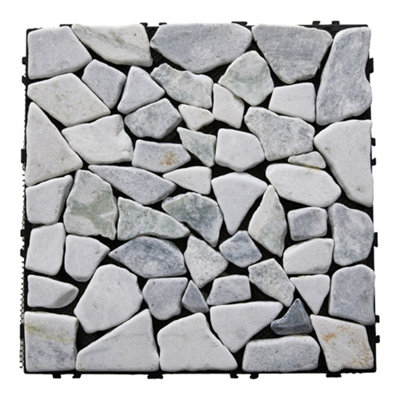 6Pcs Nature Pebble Stone Interlocking Deck Tiles Set Stone Plastic Deck ...
