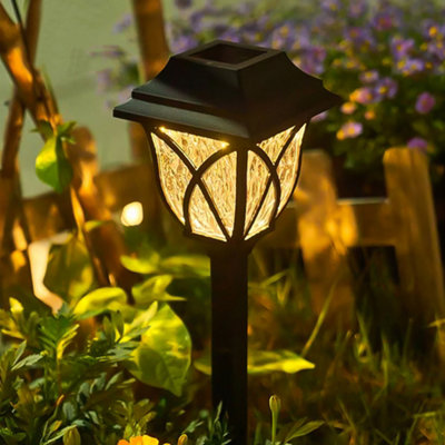 6Pcs Outdoor Solar-Powered Waterproof Pathway Lights, Black Easy ...