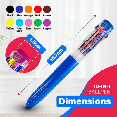 6pk 10 in 1 Multi Coloured Pens All In One - Multicoloured Pen with 10 ...