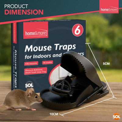 6pk Mouse Traps Indoor and Outdoor Reusable Snap Traps with Shark Tooth ...
