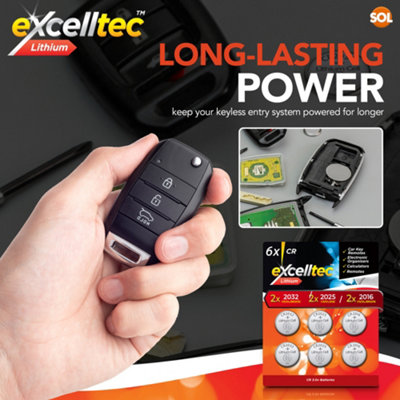 6pk Replacement Car Key Fob Batteries 3V 2xCR2032, 2xCR2025, 2xCR2016, CR2025 3V Battery for Car ...