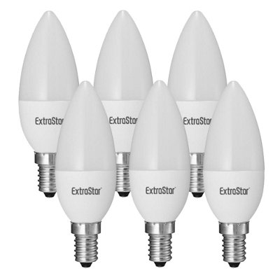 6W LED Candle Bulb E14,6500K, Daylight (Pack of 6)