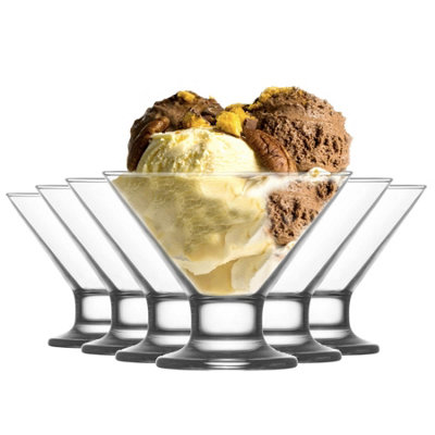 6x Clear 11cm Crema Glass Ice Cream Bowls - Small Kids Sundae Trifle ...