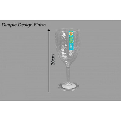 6x Clear Dimple Plastic Wine Glass Drinking Goblet Outdoor Dining Glass ...