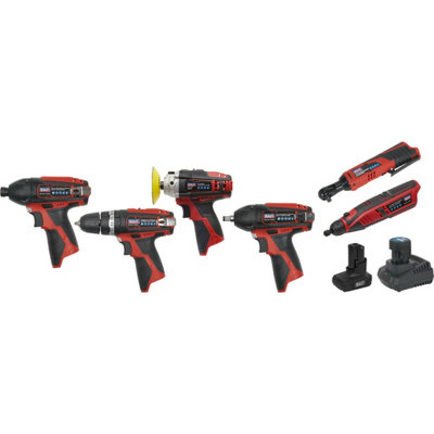 6x Cordless Power Tool Bundle & 2x Batteries - Hammer Drill Impact ...