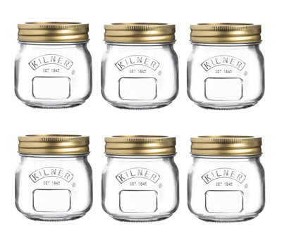 6x Round Kilner Jar Screw Top 0.25L Glass Preserve Jar With Lid 250ml