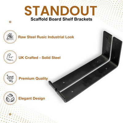 6x Scaffold Industrial Shelf Brackets, Rustic Heavy Duty Board Brackets ...