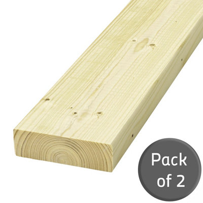 6x2 Inch Treated Timber (C16) 44x145mm (L)1800mm - Pack of 2 | DIY at B&Q