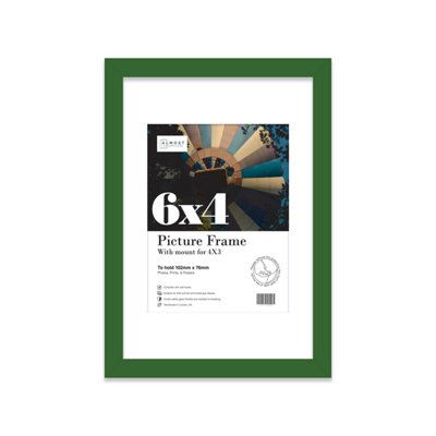 6x4" Green Frame With Mount for 4x3" Pictures 20mm Slim Edge Portrait ...
