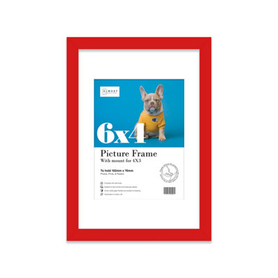 6x4" Red Frame With Mount for 4x3" Pictures 20mm Slim Edge Portrait and ...