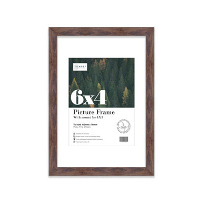 6x4" Walnut Frame With Mount for 4x3" Pictures 20mm Thin Edge Portrait ...