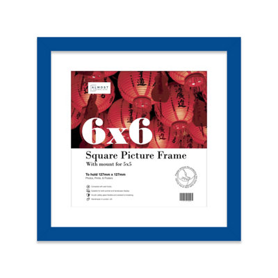 6x6" Blue Picture Frame - 6x6" Square Frame with 5x5" Mount for 6x6 ...