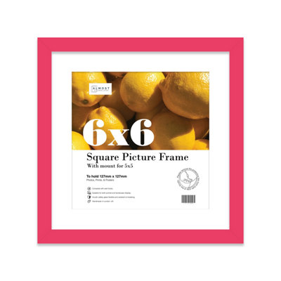 6x6" Bright Pink Picture Frame - 6x6" Square Frame with 5x5" Mount for ...