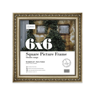 6x6 Champaign Ornate Picture Frame (15.2 x 15.2cm) Poster, Photo ...