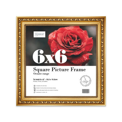 6x6 Gold Ornate Picture Frame (15.2 x 15.2cm) Poster, Photo, Artwork ...