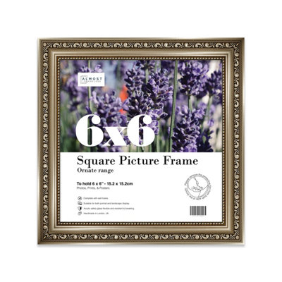 6x6 Gunmetal Ornate Picture Frame (15.2 x 15.2cm) Poster, Photo ...