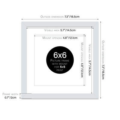 6x6" Light Grey Picture Frame - 6x6" Square Frame with 5x5" Mount for ...