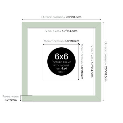 6x6" Mint Green Picture Frame - 6x6" Square Frame with 4x4" Mount for ...