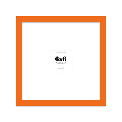 6x6" Orange Picture Frame - 6x6" Square Frame with 2x2" Mount for 6x6 ...