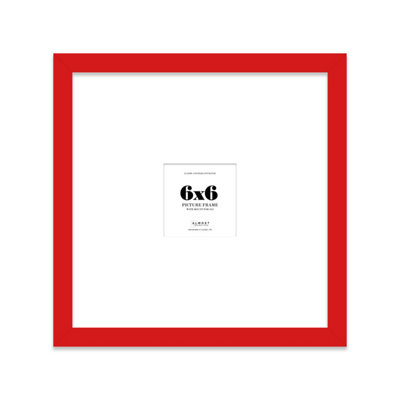 6x6" Red Picture Frame - 6x6" Square Frame with 2x2" Mount for 6x6"/2x2 ...