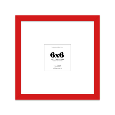 6x6" Red Picture Frame - 6x6" Square Frame with 3x3" Mount for 6x6"/3x3 ...