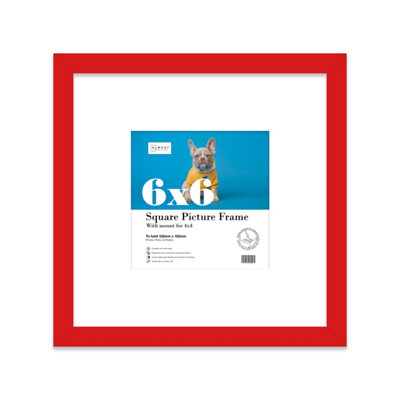 6x6" Red Picture Frame - 6x6" Square Frame with 4x4" Mount for 6x6"/4x4 ...