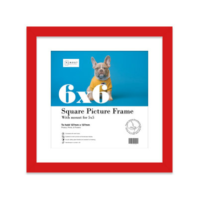 6x6" Red Picture Frame - 6x6" Square Frame with 5x5" Mount for 6x6"/5x5 ...