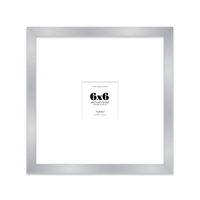 6x6" Silver Picture Frame - 6x6" Square Frame with 2x2" Mount for 6x6 ...
