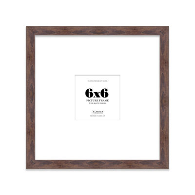 6x6" Walnut Picture Frame - 6x6" Square Frame with 3x3" Mount for 6x6 ...