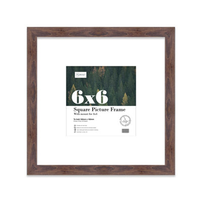 6x6" Walnut Picture Frame - 6x6" Square Frame with 4x4" Mount for 6x6 ...