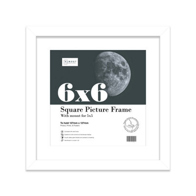 6x6" White Picture Frame - 6x6" Square Frame with 5x5" Mount for 6x6 ...