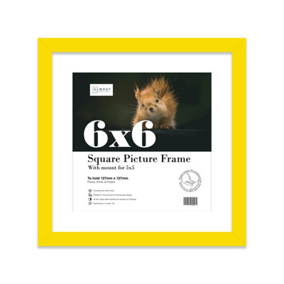 6x6" Yellow Picture Frame - 6x6" Square Frame with 5x5" Mount for 6x6 ...