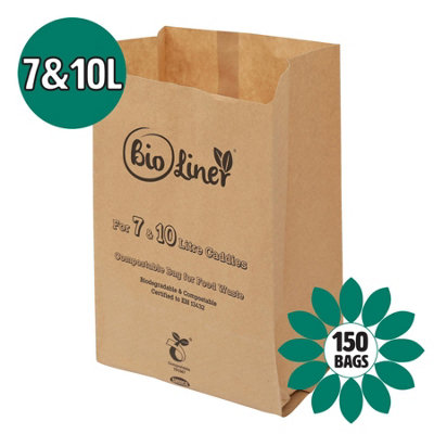 7 & 10L Bioliner Paper Compostable Caddy Liners (Medium) - 150 Bags