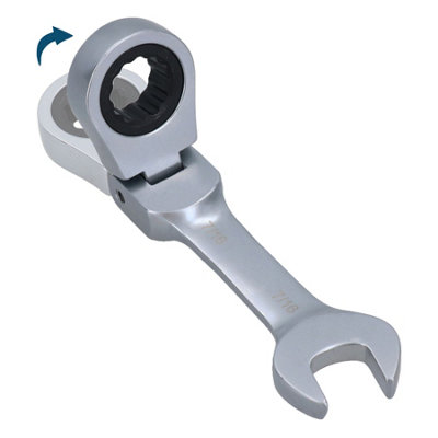 7/16" AF SAE Imperial Flexible Stubby Flexi Head Ratchet Spanner Combi ...