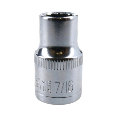7/16" Imperial SAE Socket 1/2" Drive 12 Point 36mm Length Chrome ...